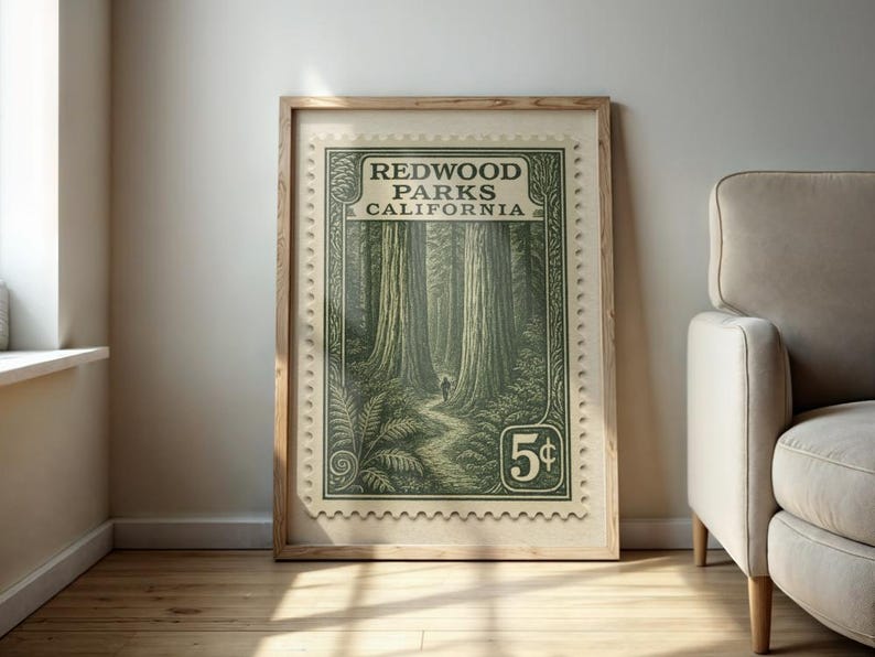 Redwood National Park Poster: Vintage California Travel Art Print - Etsy