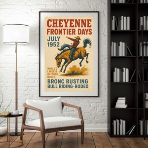 Cheyenne Frontier Days 1952 Poster – Vintage Western Rodeo Print ...
