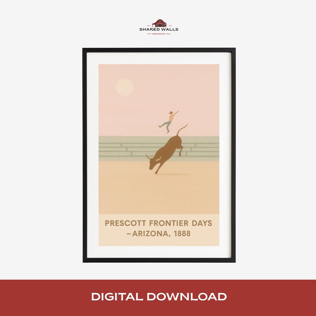 Prescott Frontier Days Poster | Modern Rodeo Wall Art | Pastel Western ...