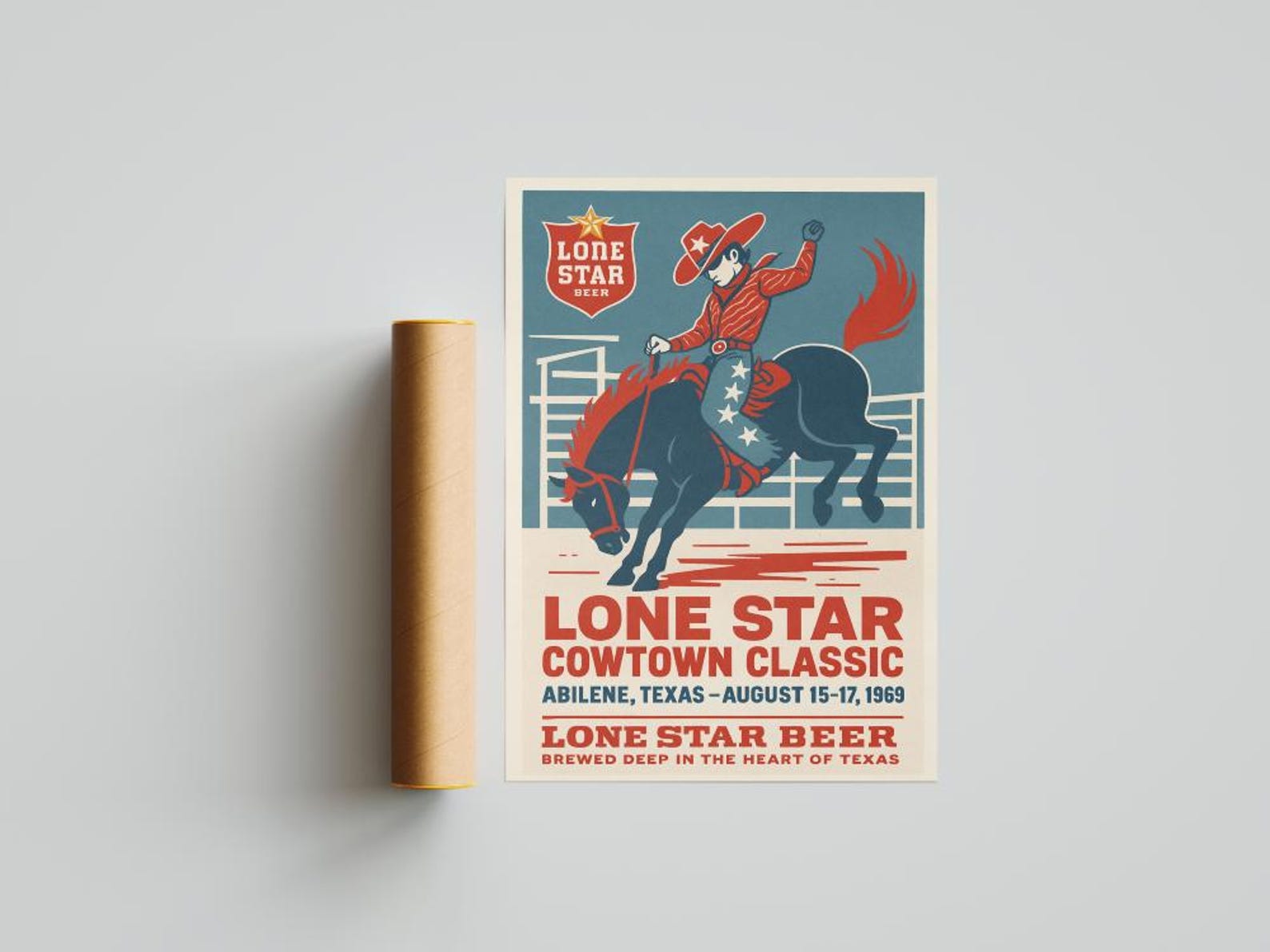 Lone Star Cowtown Classic Rodeo Poster, Vintage 1969 Texas Cowboy Wall ...