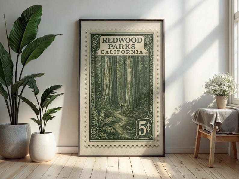 Redwood National Park Poster: Vintage California Travel Art Print - Etsy