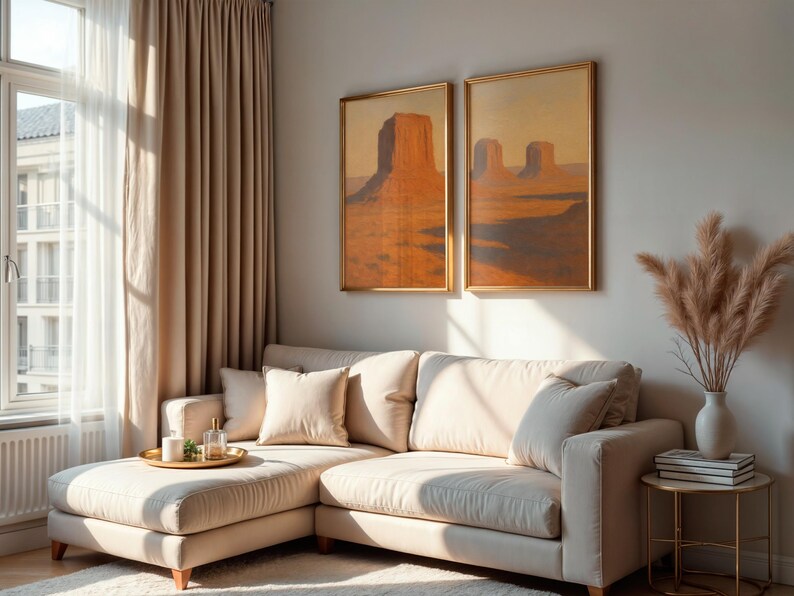 Western Desert Split Poster Set – Monument Valley Sunset, 2-panel Wall ...