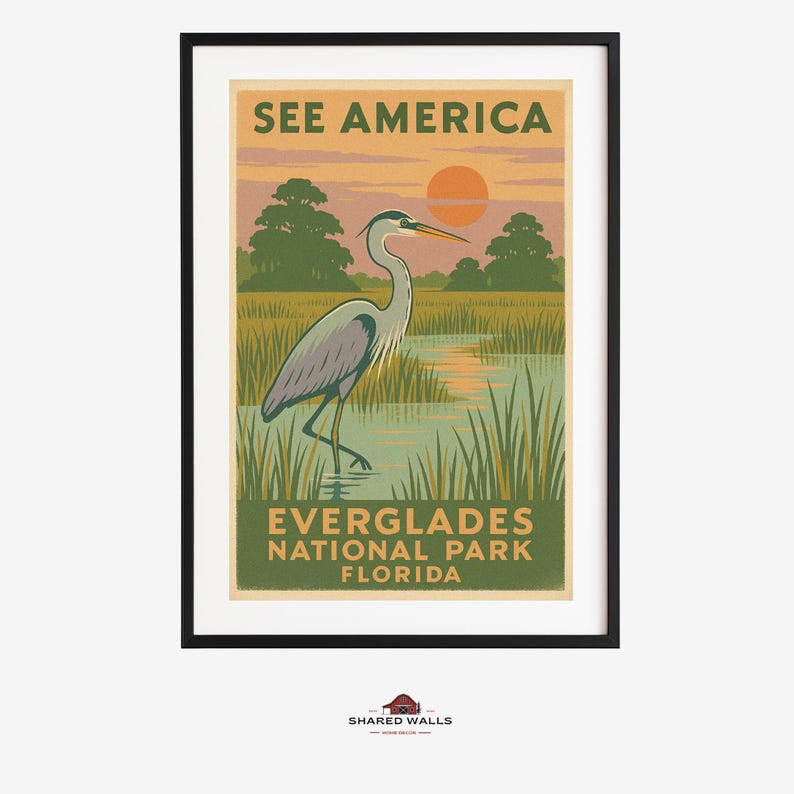 Everglades National Park Poster – Vintage WPA Style Florida Swamp Print ...