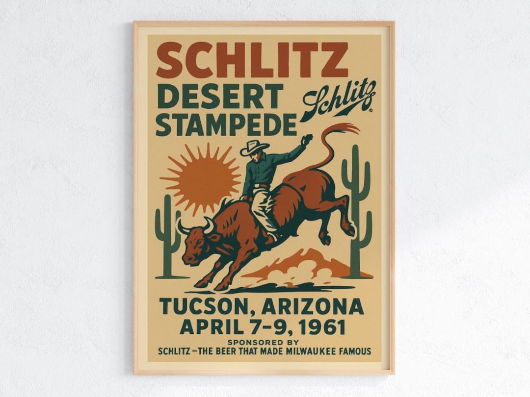1961 Schlitz Desert Stampede Poster: Vintage Tucson Rodeo Art Print - Etsy