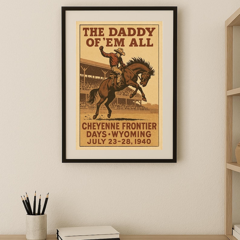 Cheyenne Frontier Days 1952 Poster – Vintage Western Rodeo Print ...