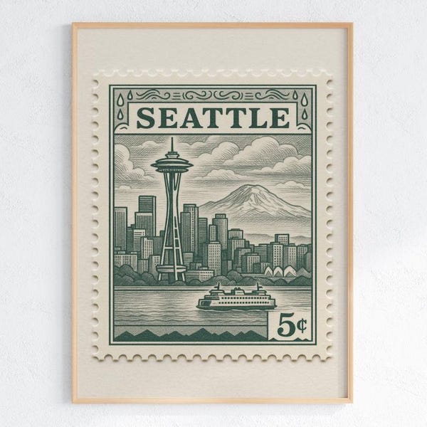 Seattle Vertical Print - Etsy UK