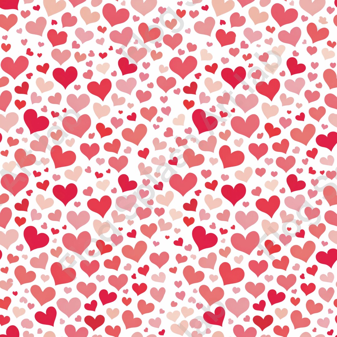 Valentine Heart Seamless Pattern, Romantic Digital Paper (digital ...