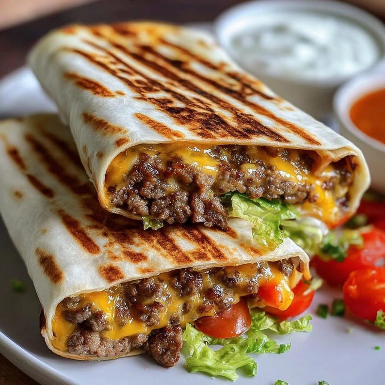 Cheeseburger Crunch Wrap Recipe: Burger Night Dinner (digital Download ...
