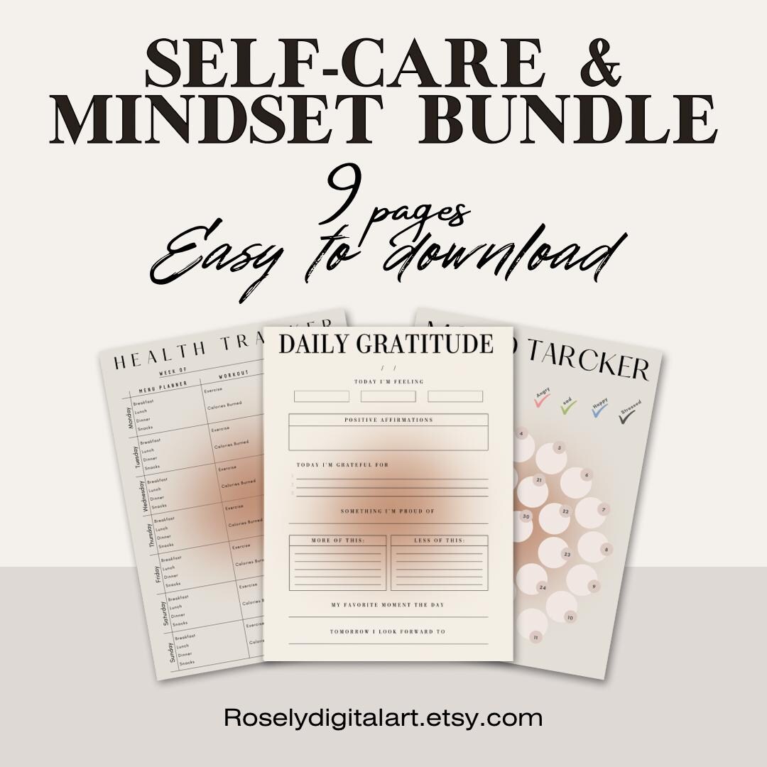 Self Care and Mindset Printable Bundle | Gratitude Journal Pages ...
