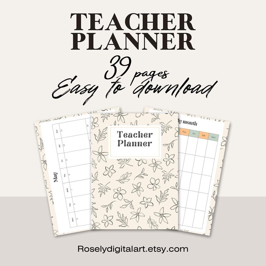 Printable Teacher Planner | Lesson Plan, Classroom Organizer, Grade ...