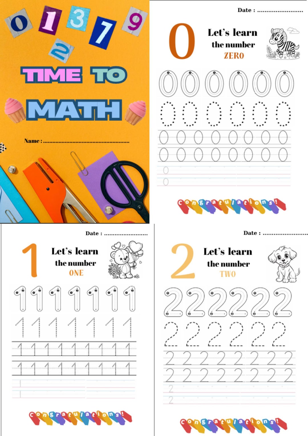Math Worksheets Printable Tracing Coloring Homeschool - Etsy