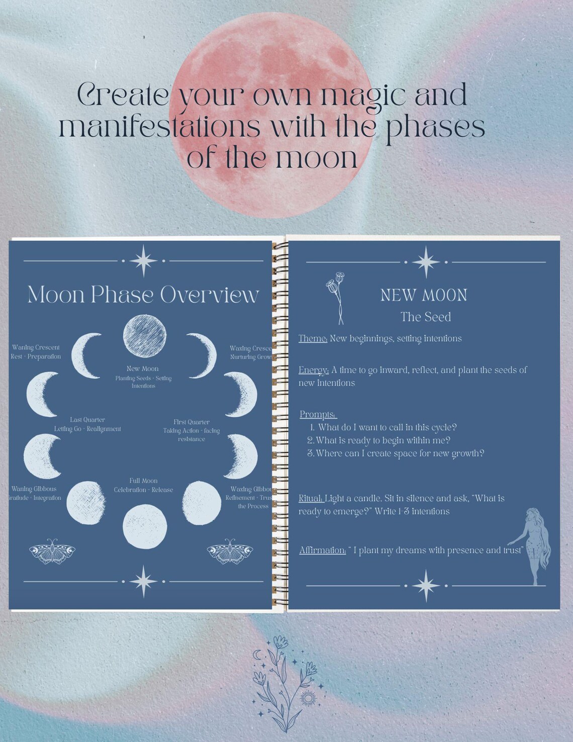 Moon Cycle Intention Planner-8 Phase Lunar Journal for Ritual ...