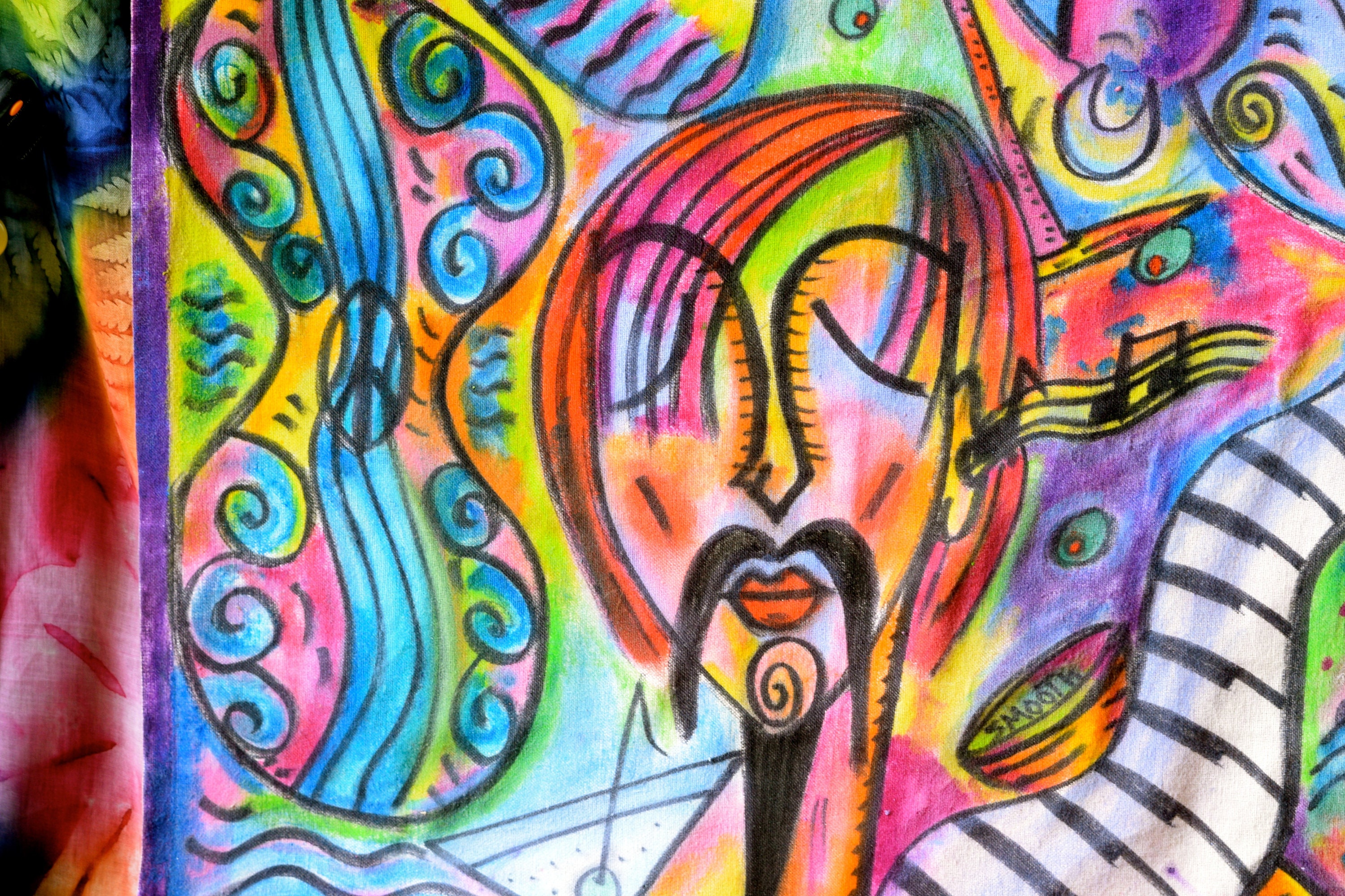 Jazz Man Original Painting on Cloth Napkin Free Shipping | Etsy