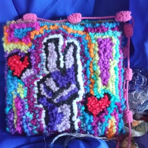 Hooked Art Pouch 6 X 6.5 OOAK, Hippie, Bohemian, Gift Idea, Free Shipping, Gift Included in ...