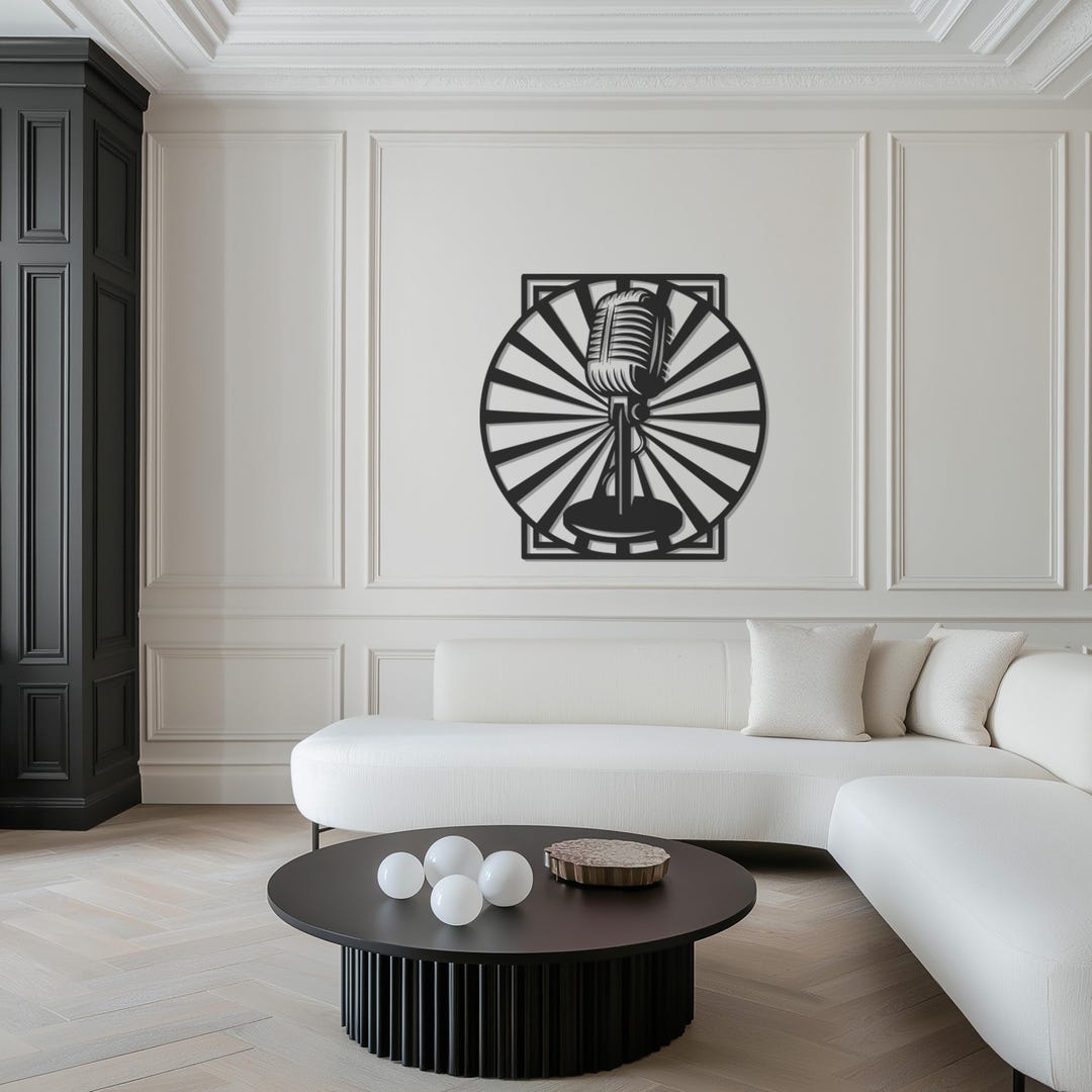Shining Microphone Wall Art, Microphone Wall Decor, Music Lover Decor ...