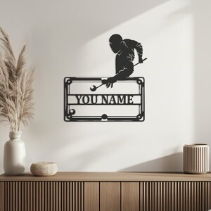 Custom Billiard Player Metal Wall Art, Personalized Metal Decor, Metal ...