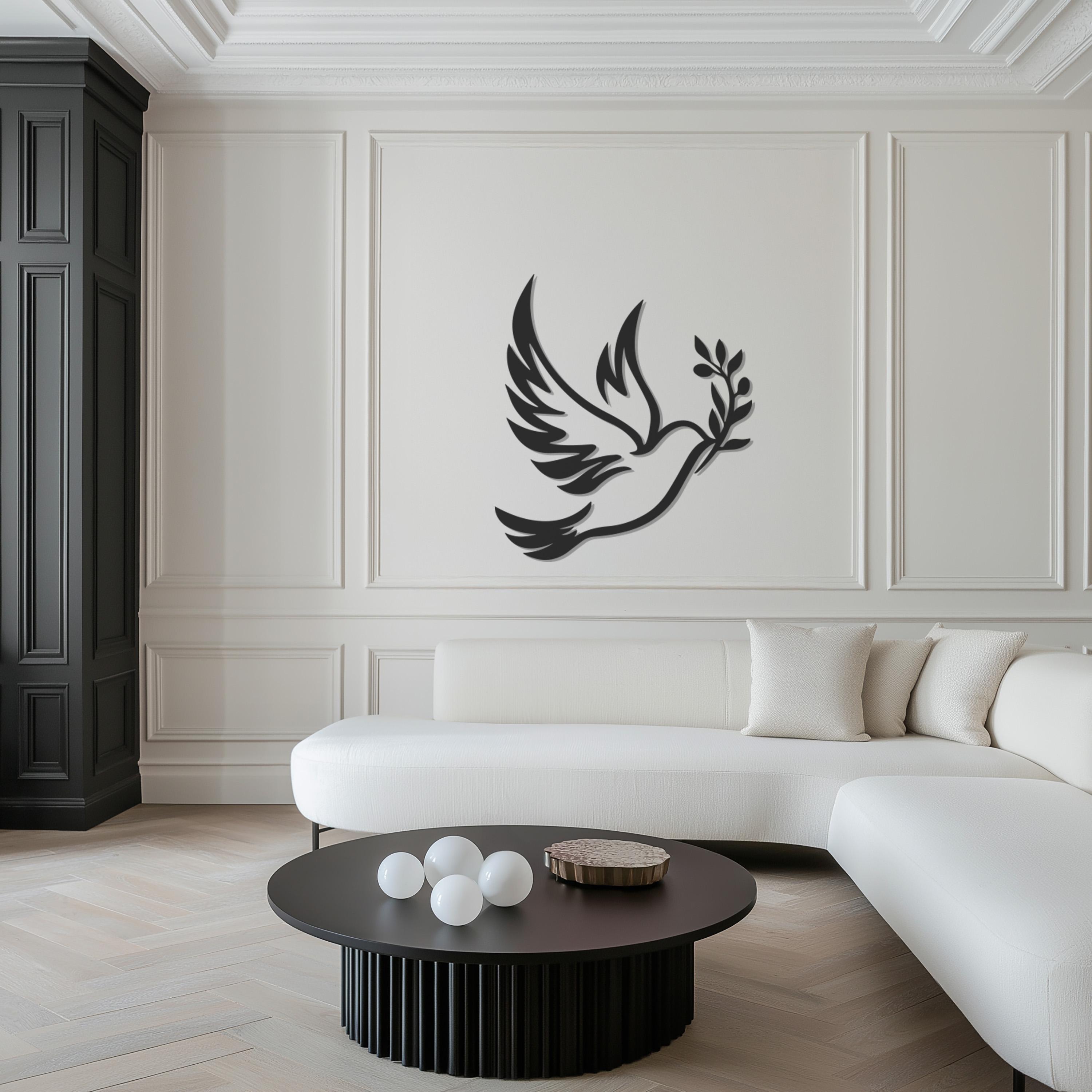 Peace Dove Metal Wall Art, Peace Symbol Wall Decor, Minimalist Bird ...