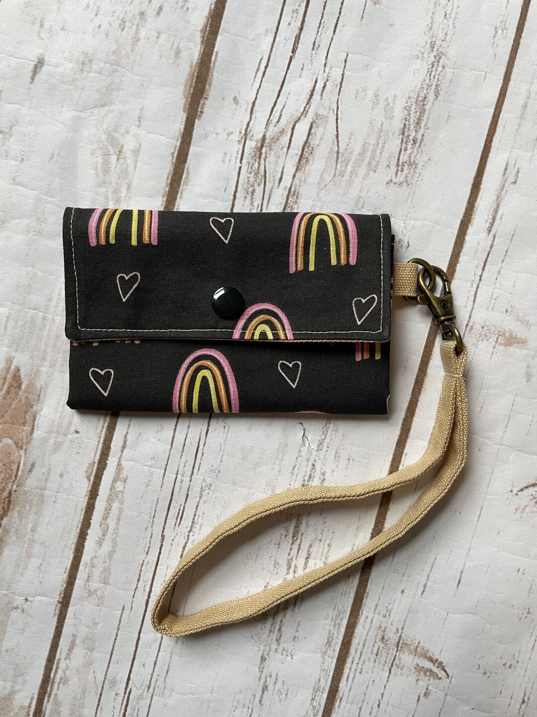 Black Rainbow Handmade Expandable Cloth Wallet With Removable Wrist ...