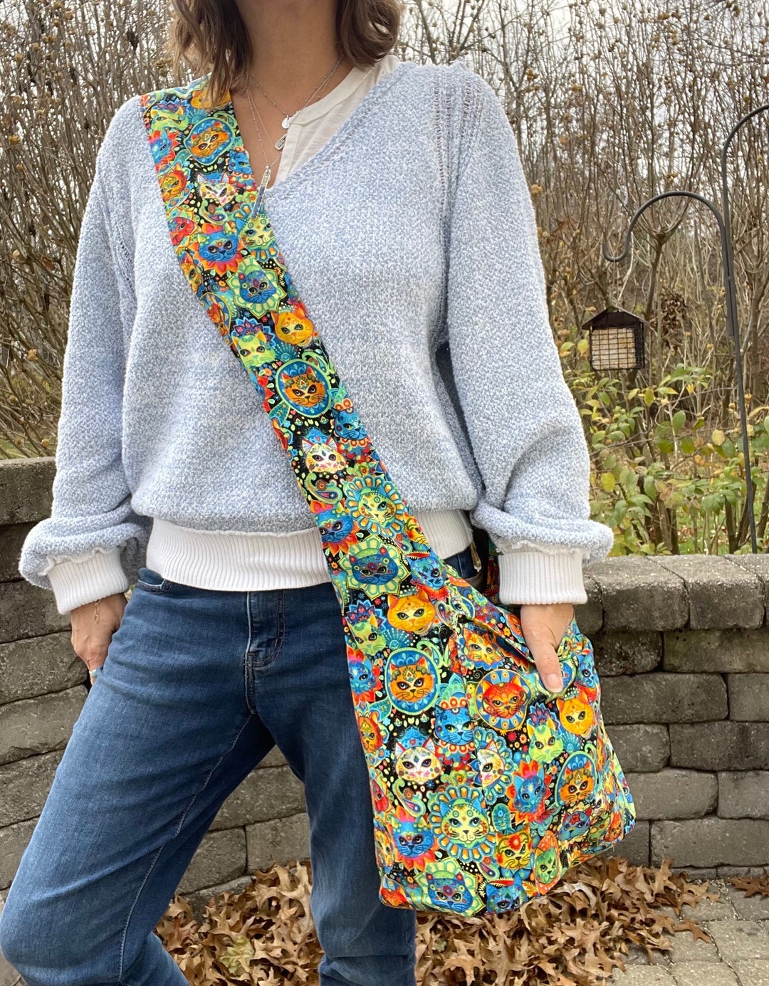 Colorful Cats Crossbody Hobo Bag, Women Shoulder Bag, Hippie Bag, Boho ...