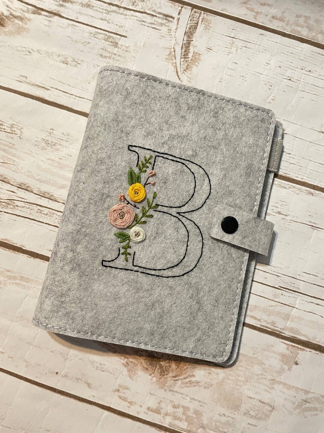 Hand Embroidered Light Gray Felt Notebook With 3-ring Binder ...