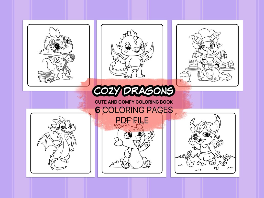 Coloring Pages "cozy Dragons" / Coloring Book for Children / Super Cute ...