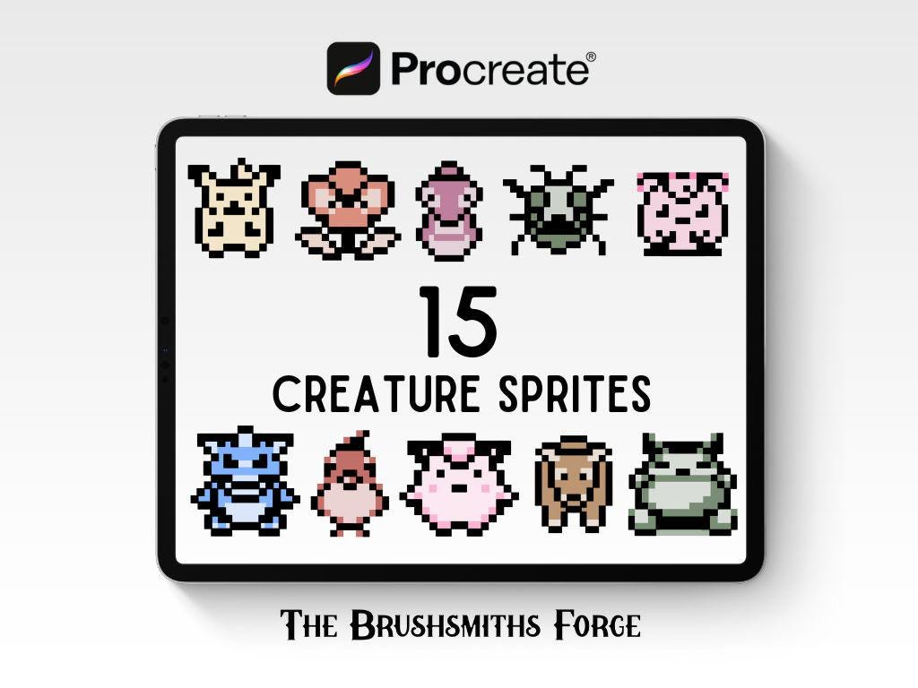 Generation One Sprite Bundle Stamp Brushes Game Boy Pixel Brushes - Etsy