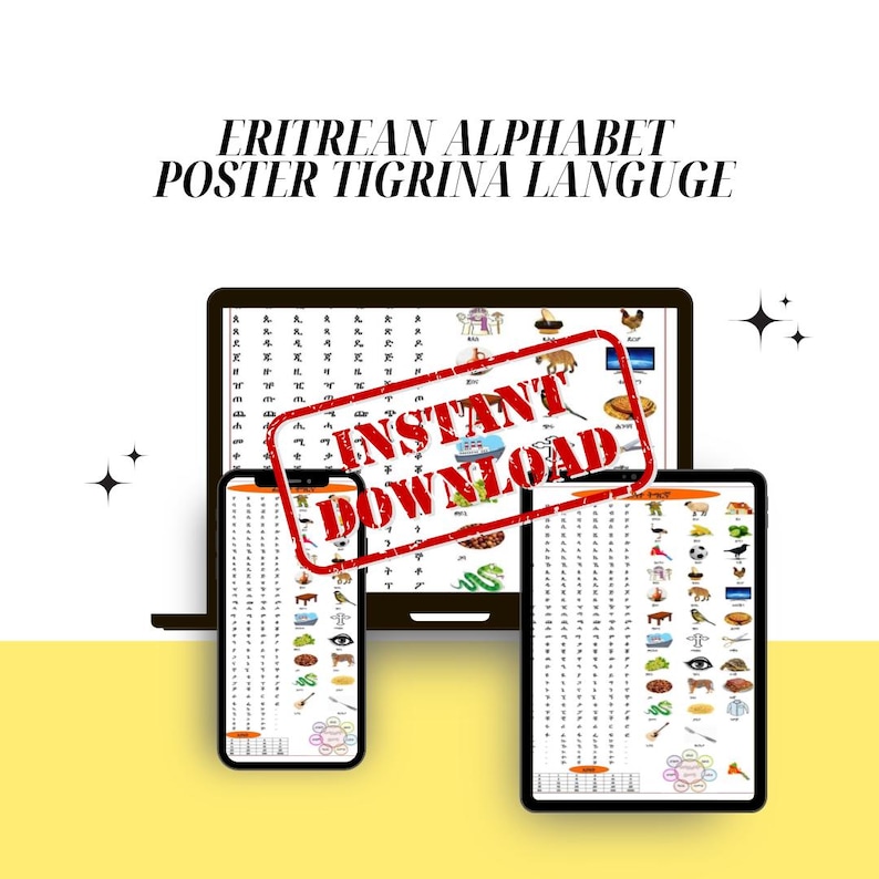 Eritrean Tigrinya Alphabet Poster for Kids | Illustrated Learning Chart ...