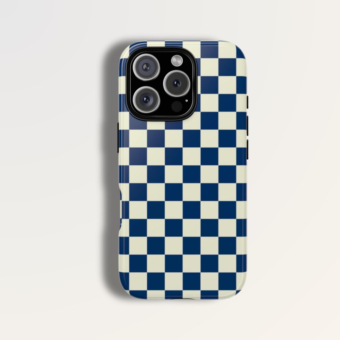 CHUNKY CHECKS Wavy Blue Beige Case | for iPhone 16 Pro Case, iPhone 15 ...