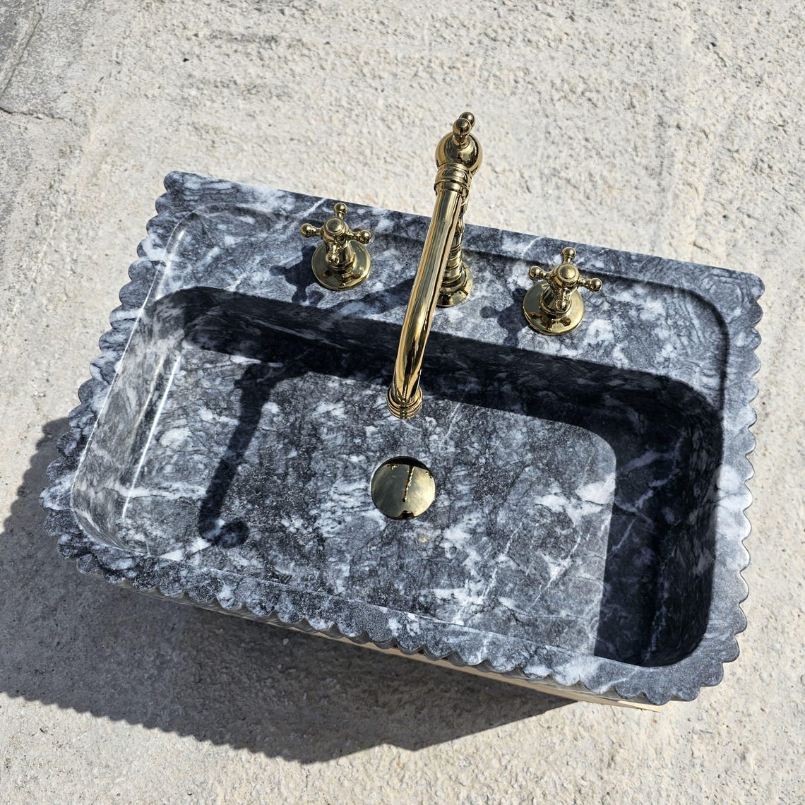 King Blue Marble Sink: Ribbed Vanity Basin, Wall Mount - Etsy