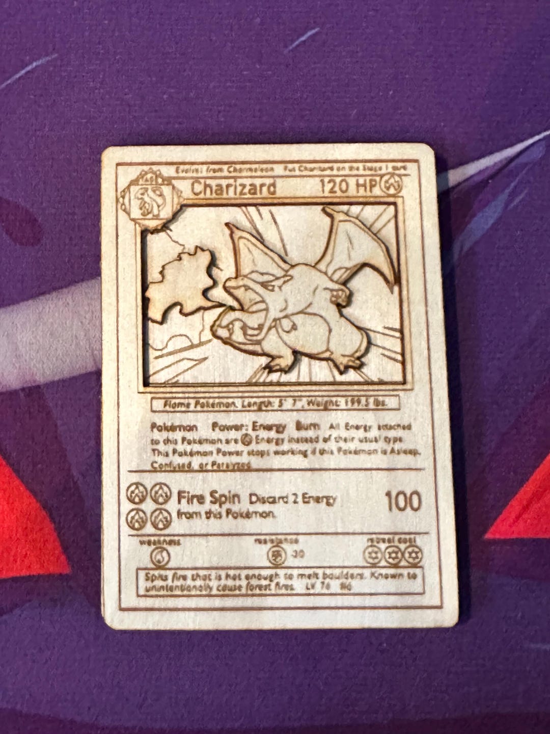 Laser Engraved Wooden Pokémon Card – Charizard | Custom Collector ...