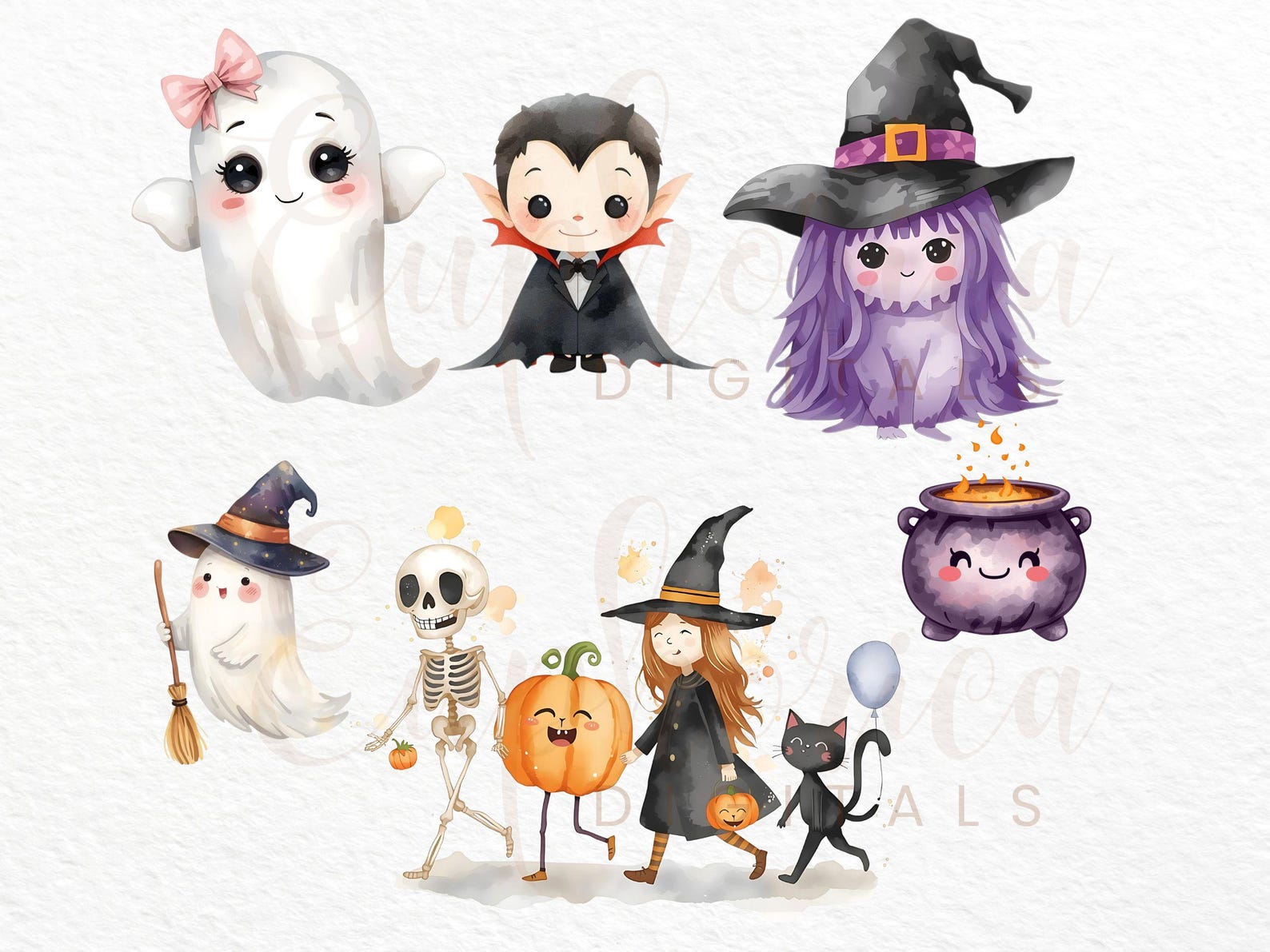 Cute Halloween Clipart, Watercolor Png, Halloween Png, Halloween Png ...