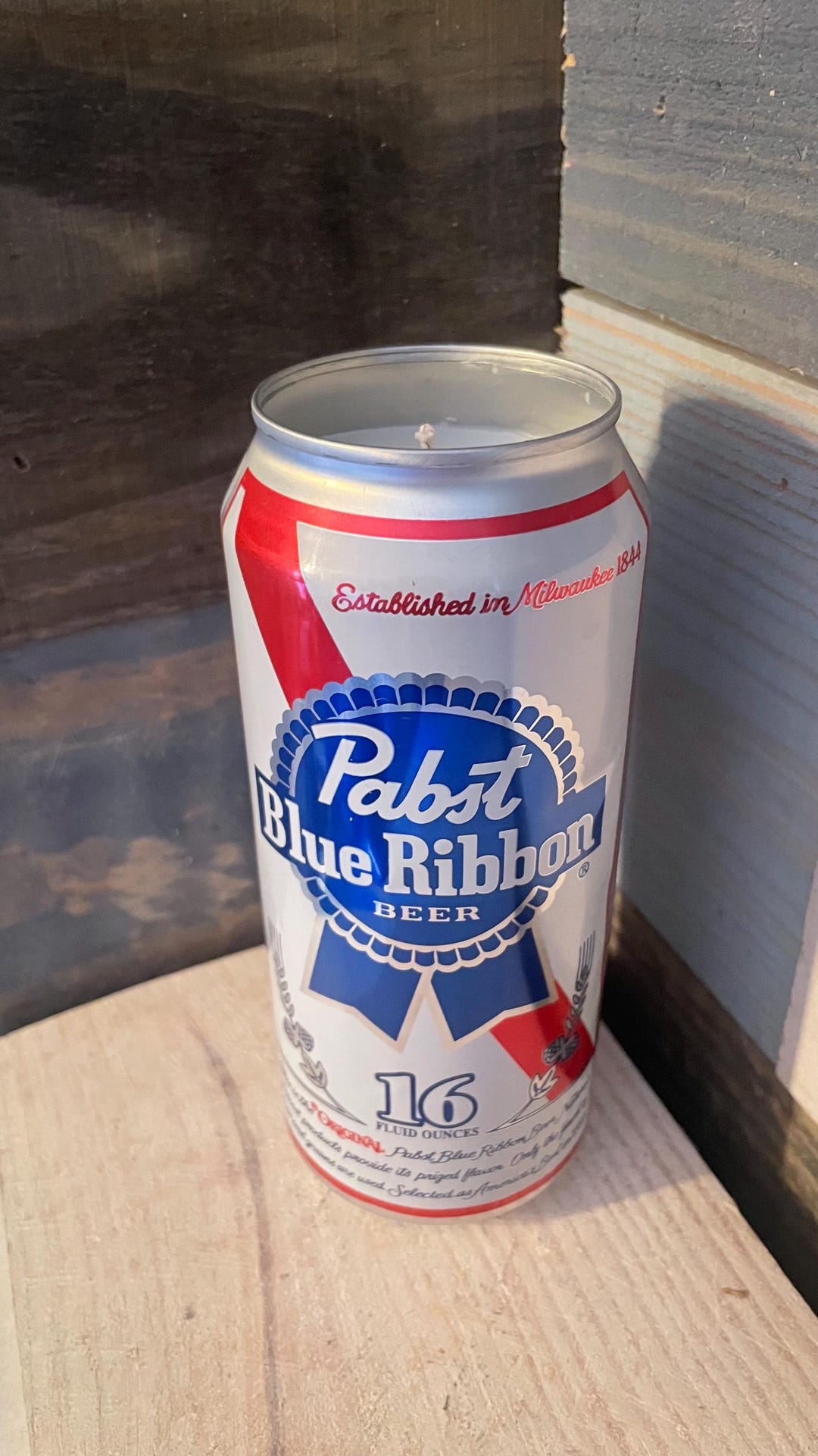Pabst Blue Ribbon Beer Can-dle 16oz - Etsy