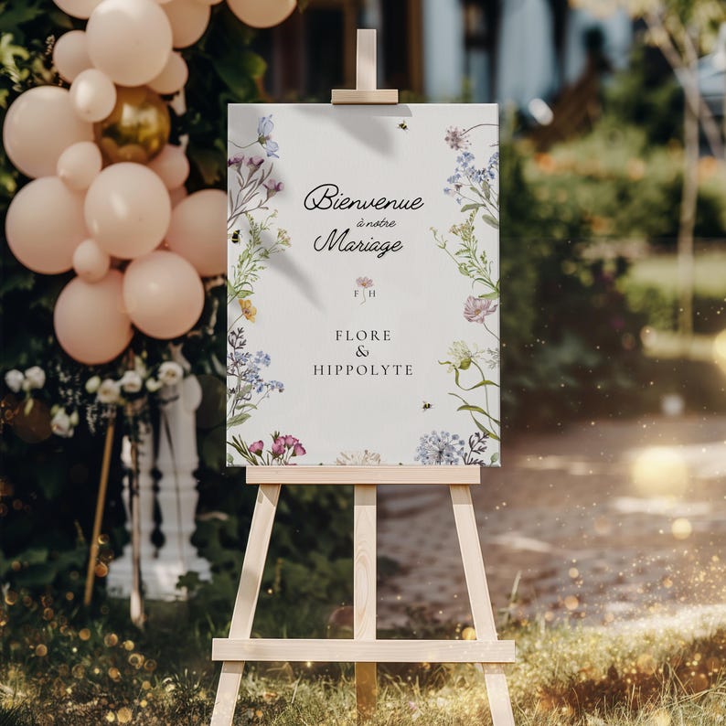 Customizable Wedding Welcome Poster, Watercolor Wildflowers, Wedding ...