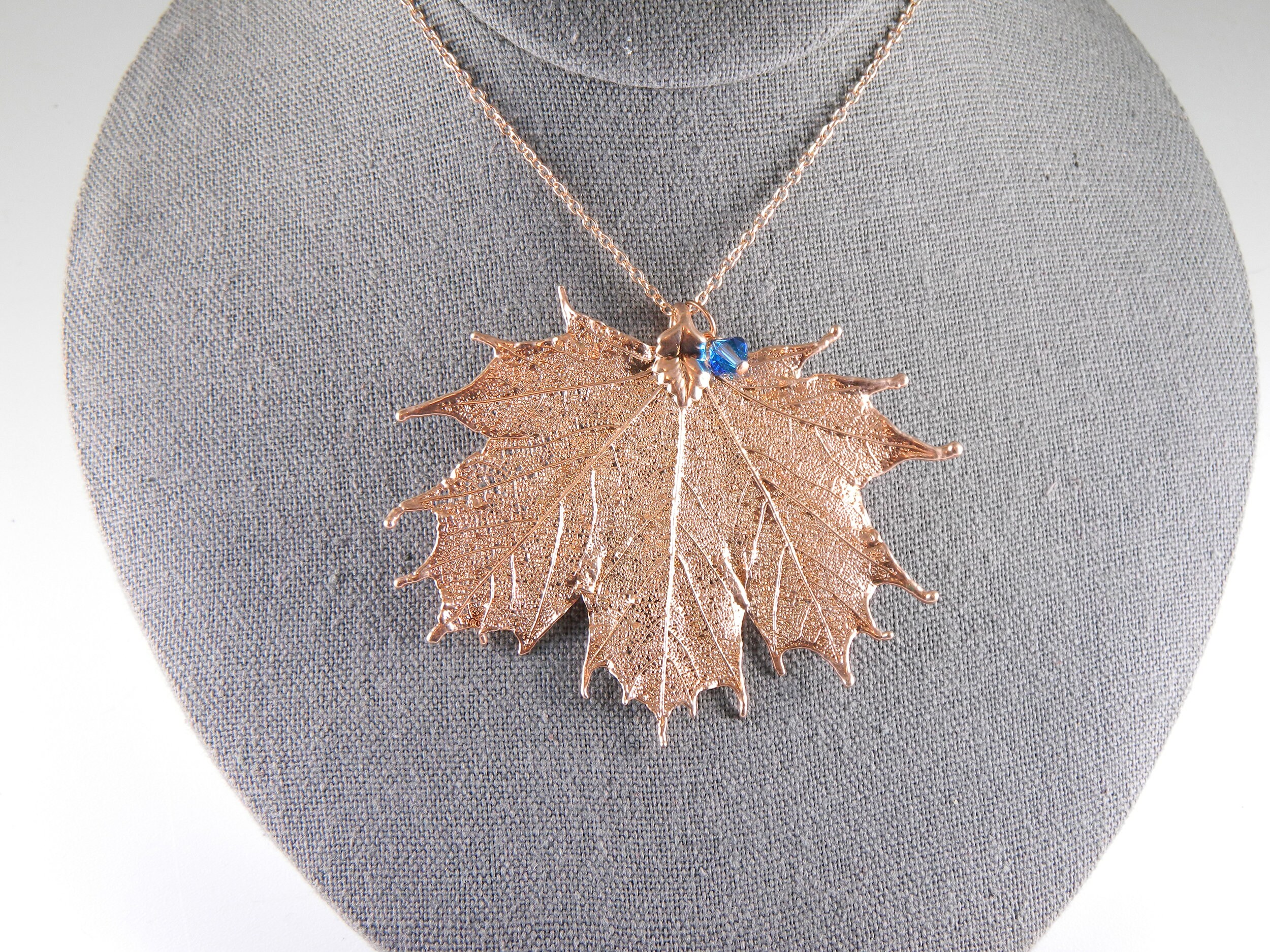 Rose Gold Maple Leaf Necklace 20 inch chain Preserved Leaf | Etsy