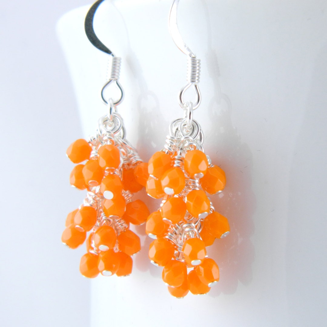 Orange Dangle Earrings - Etsy