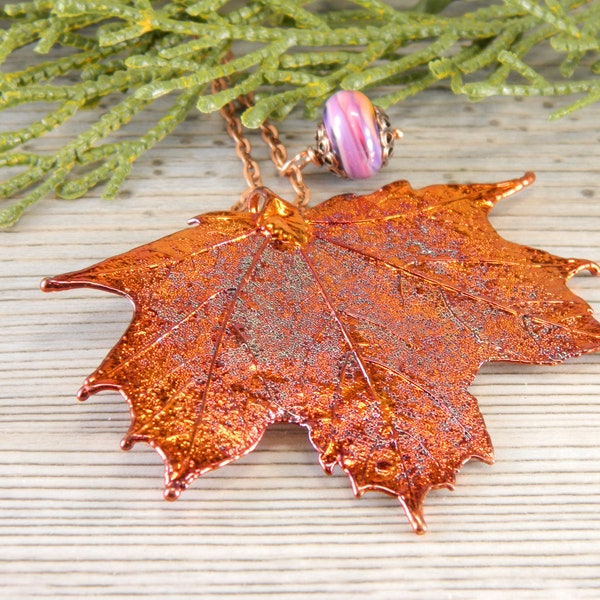 Copper Leaf Necklace - Etsy