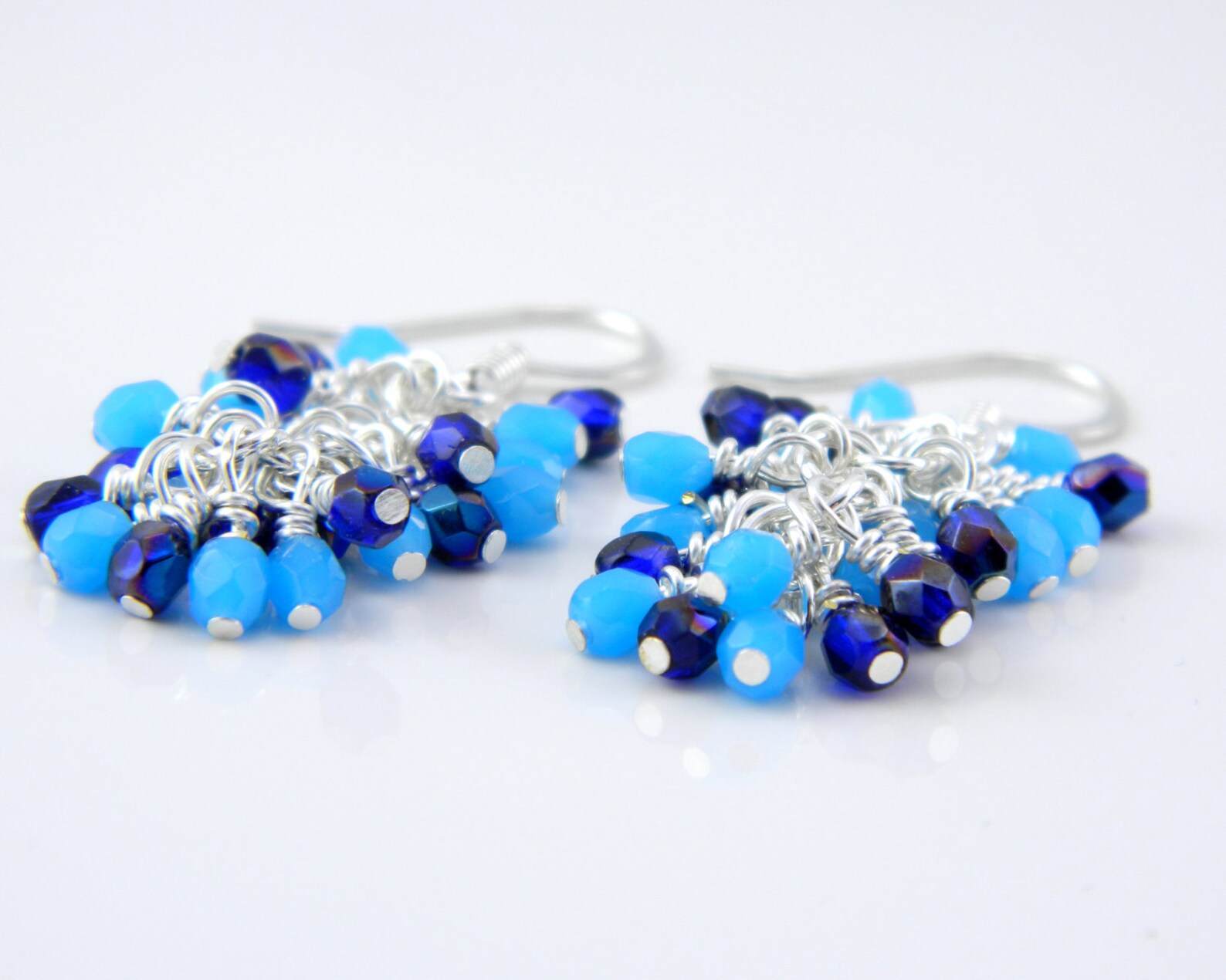 Blue Waterfall Dangle Earrings With Surgical Steel Ear Wires - Etsy