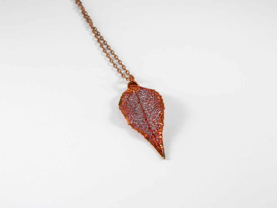 Laurel Leaf Necklace Electroplated Leaves Copper Leaf | Etsy