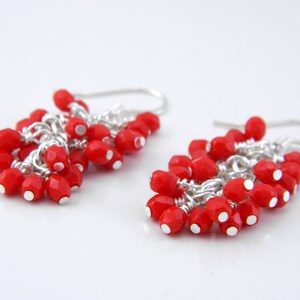 Red Cluster Earrings With Surgical Steel or Sterling Ear Wires ...
