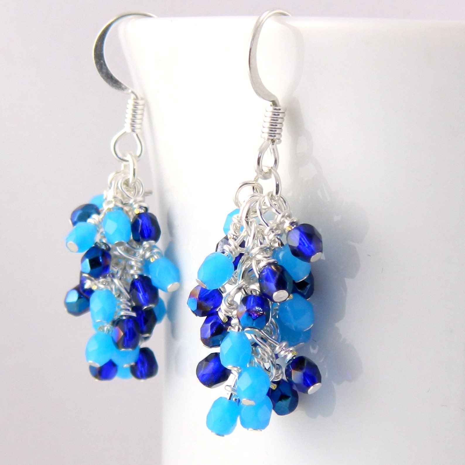 Blue Waterfall Dangle Earrings With Surgical Steel Ear Wires - Etsy