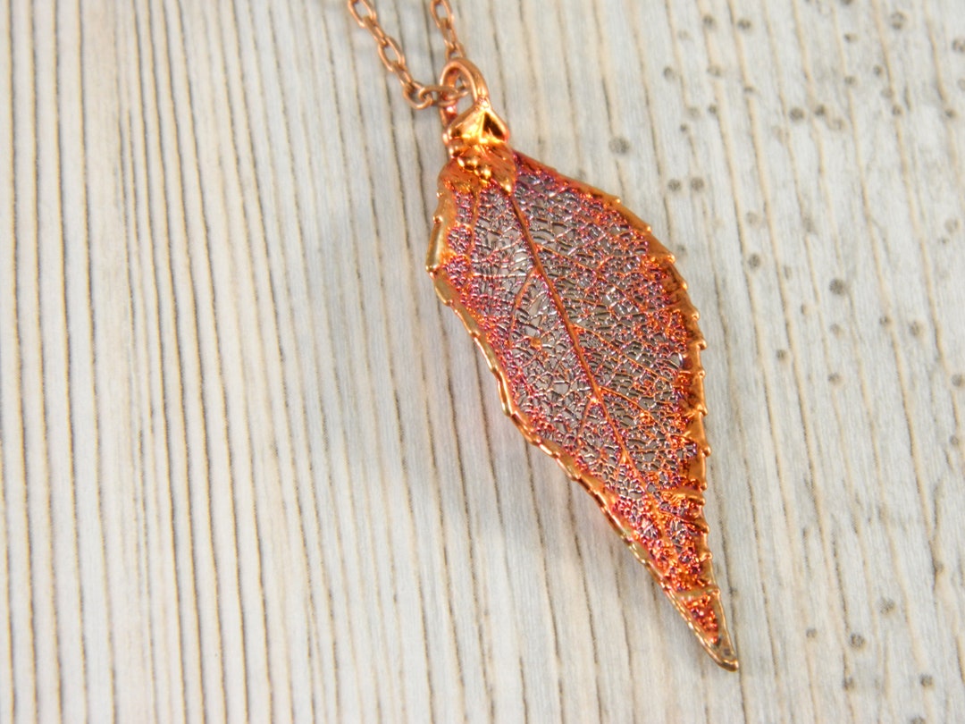 Laurel Leaf Necklace, Electroplated Leaves, Copper Leaf Pendant, Gift ...