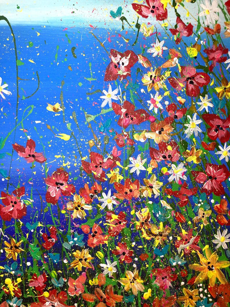 Original Flower Acrylic Paintings, Colorful, Vibrant, Floral, Painting ...