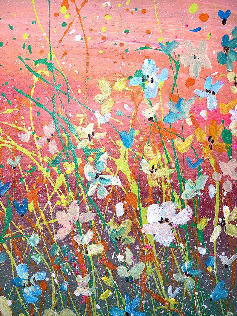 Original Flower Acrylic Paintings, Colorful, Vibrant, Floral, Painting ...