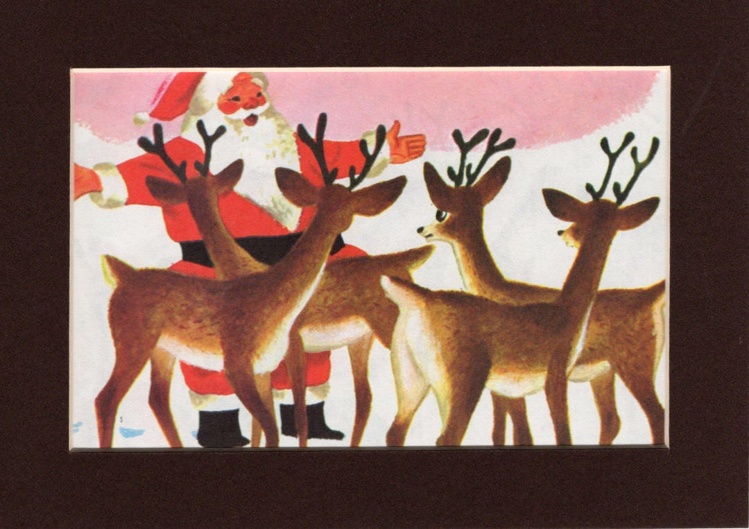 Upcycled 'rudolph the Red-nosed Reindeer' Storybook Page - Matted 5x7 ...