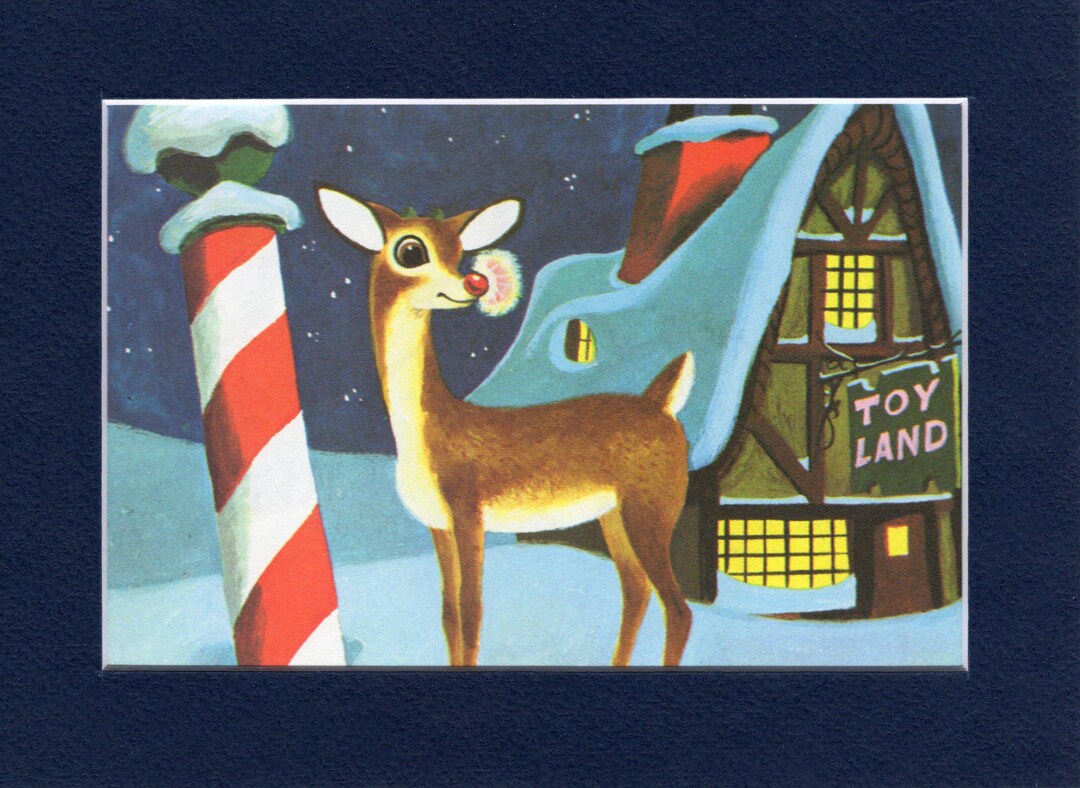 Upcycled 'rudolph the Red-nosed Reindeer' Storybook Page - Matted 5x7 ...