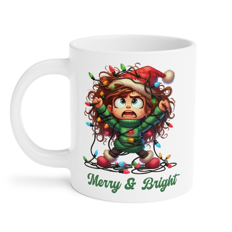 Merry & Bright Frazzled and Stressed Elf Tangled in Christmas Lights ...