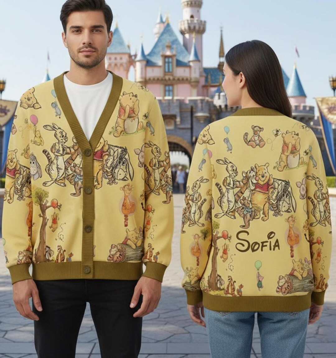 Personalize Name Disney Winnie the Pooh Cardigan, Disney Cardigan ...