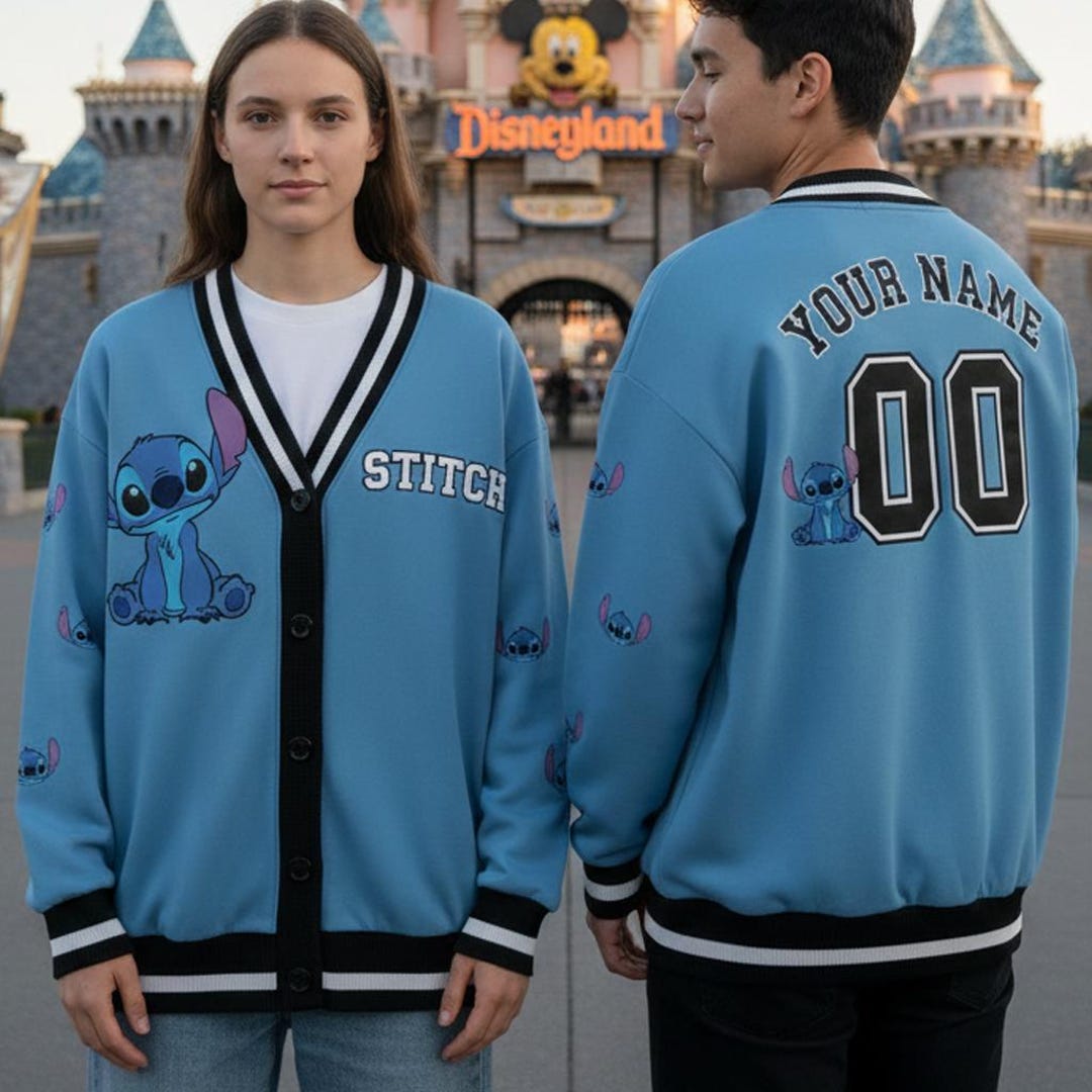 Personalized Name Disney Stitch Cardigan, Disney Cardigan, Disneyland ...