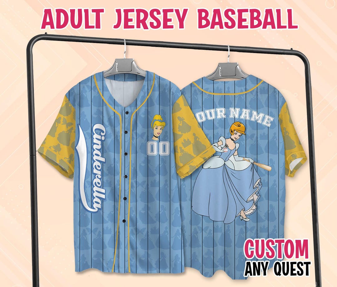 Custom Disney Princess Cinderella Baseball Jersey, Princess Cinderella ...