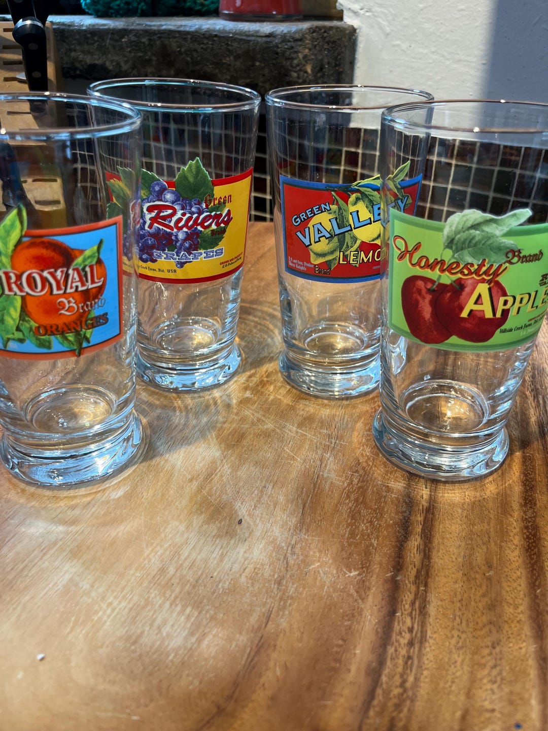 Vintage, William Sonoma, Glassware, Glasses, Fruit Crate, Colorful ...